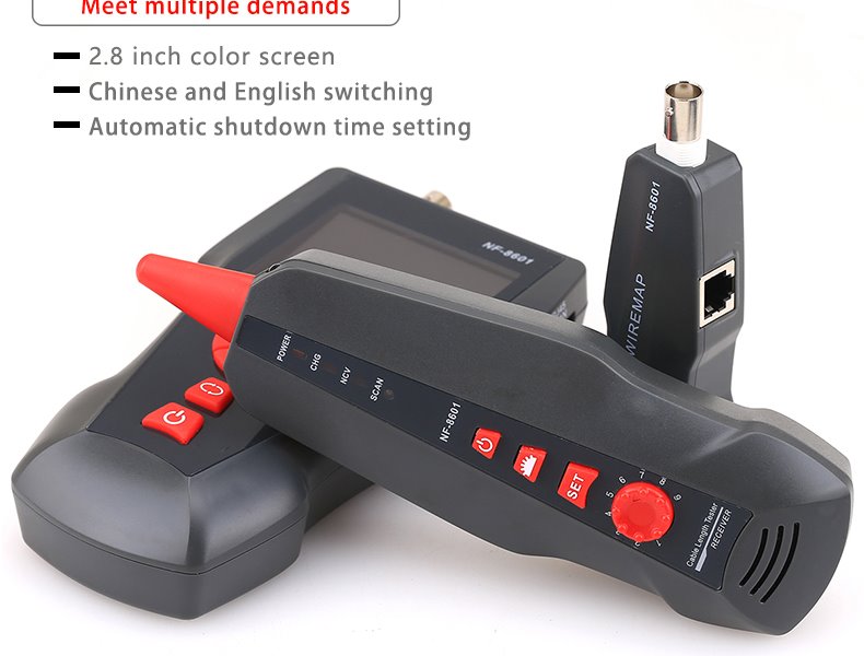 KELUSHI NF-8601 multifunkční síťový audio tester kabelů s LCD, lithium ...