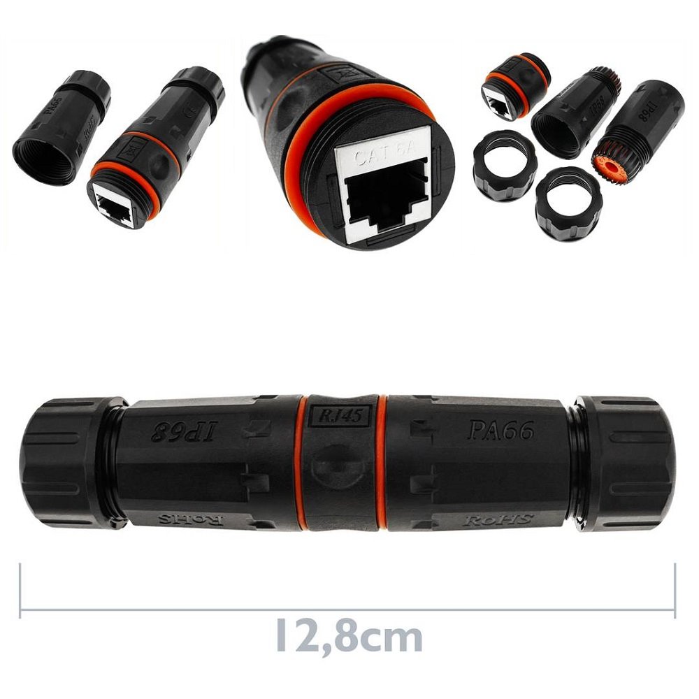 PremiumCord venkovní STP kabelová spojka, Cat.5e/6, IP68, RJ45-RJ45 ...